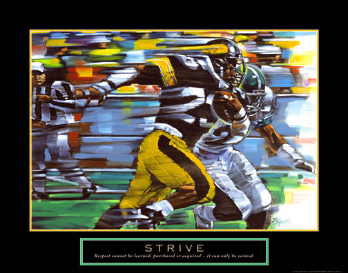 Football "Strive" (Running Back) Motivational Poster - Front Line ...