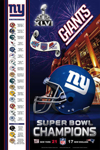 New York Giants "Super Bowl Champions XLVI" Commemorative Poster ...