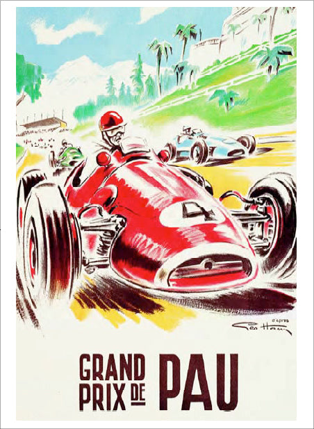 Grand Prix de Pau 1959 Vintage Auto Racing Event Poster Reprint (Artis ...