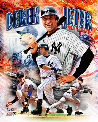 Derek Jeter "The Captain" New York Yankees Premium Action Portrait Pos ...