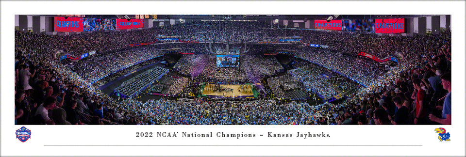 Kansas Jayhawks 2022 NCAA Men's Basketball Champions Panoramic Poster ...