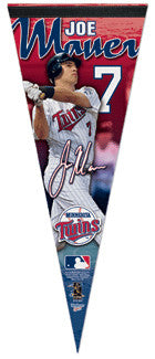 Joe Mauer "Signature" Minnesota Twins Premium Felt Collector's Pennant ...