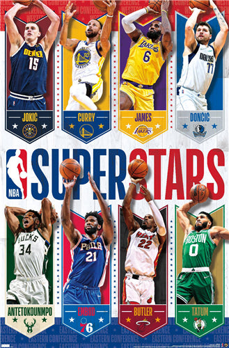 NBA Superstars 2022-23 Poster (8 Basketball Greats In Action) - Costac ...