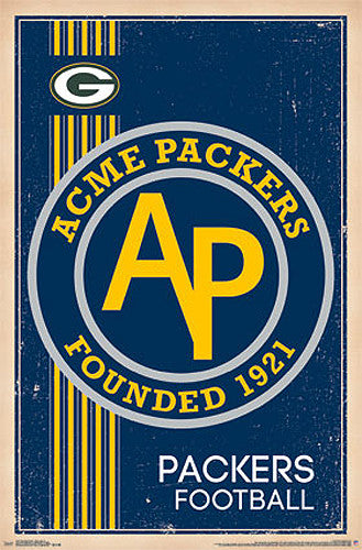 Green Bay Packers "Acme Packers" NFL Heritage Series Retro Logo Poster ...