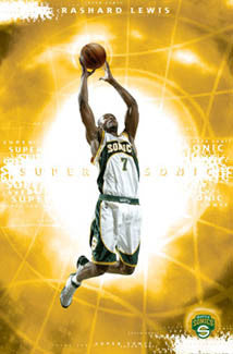 Rashard Lewis "Superstar" Seattle Supersonics NBA Action Poster - Cost ...