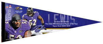 Ray Lewis Baltimore Ravens Career Commemorative Premium Felt Pennant ...