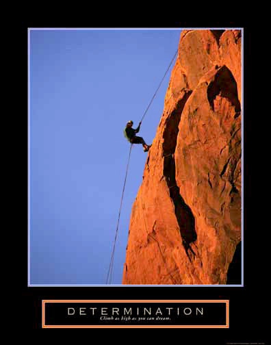 Rock Climbing "Determination" Motivational Poster - Front Line – Sports ...