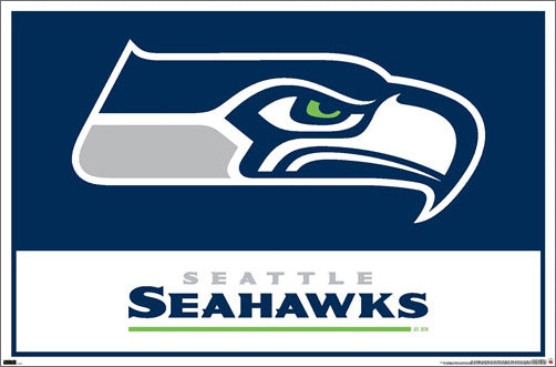 Seattle Seahawks Official NFL Football Team Logo and Wordmark Poster ...