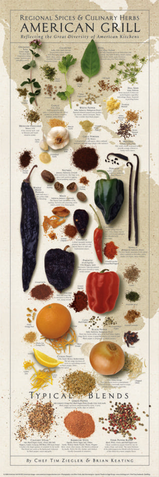 Spices and Culinary Herbs of THE AMERICAN GRILL Wall Chart Poster by ...