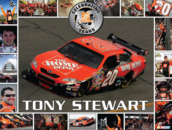 Tony Stewart "Ten Years" (1999-2008) NASCAR Poster - Time Factory ...