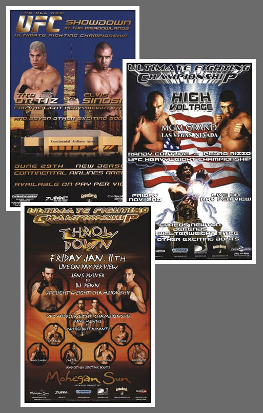 UFC #32, #34, #35 Official Event Poster Reproductions Set (13"x19 ...