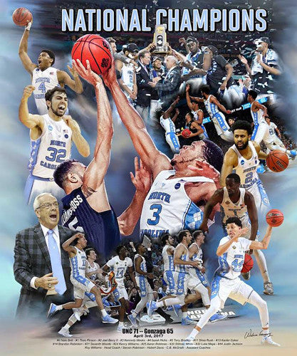 North Carolina Tar Heels 2017 NCAA Basketball Champions Premium Art ...
